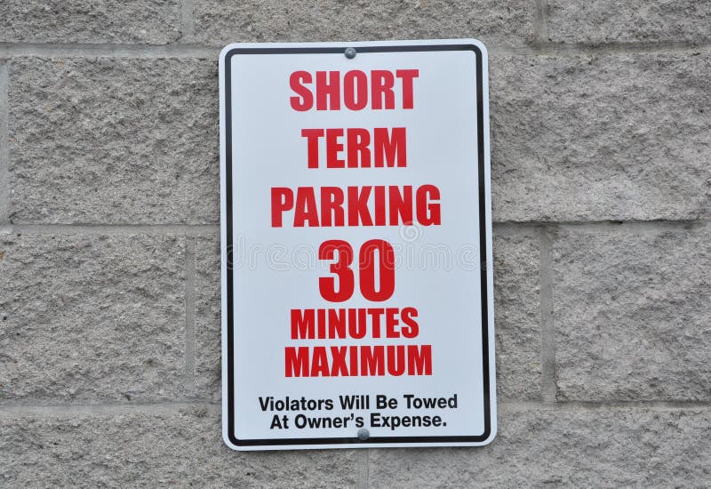 Short term parking sign stock photo. Image of customer - 37409246