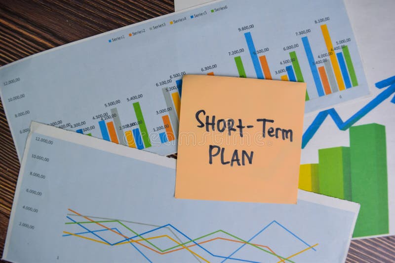 Short-Term Plan Write on Sticky Notes Isolated on Wooden Table. Stock ...