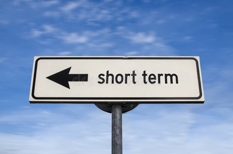 Short Term Road Sign, Arrow on Blue Sky Background Stock Photo - Image ...