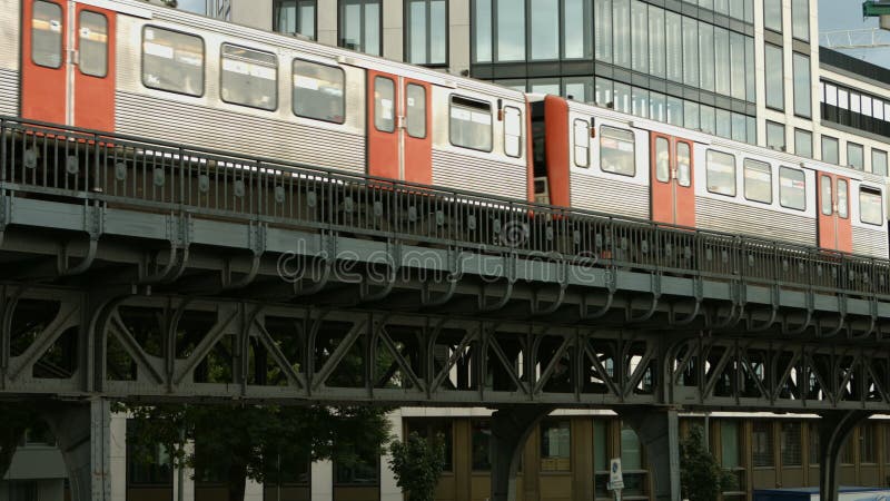 Hamburger Hochbahn stock video. Video of arriving, hamburg - 119124145
