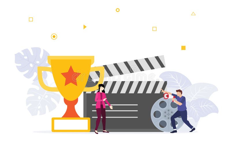 Short Video Contest Winner Competition with People Modern Flat Style ...