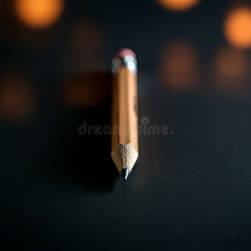 A Short Wooden Pencil with a Sharpened Graphite Tip is Positioned ...