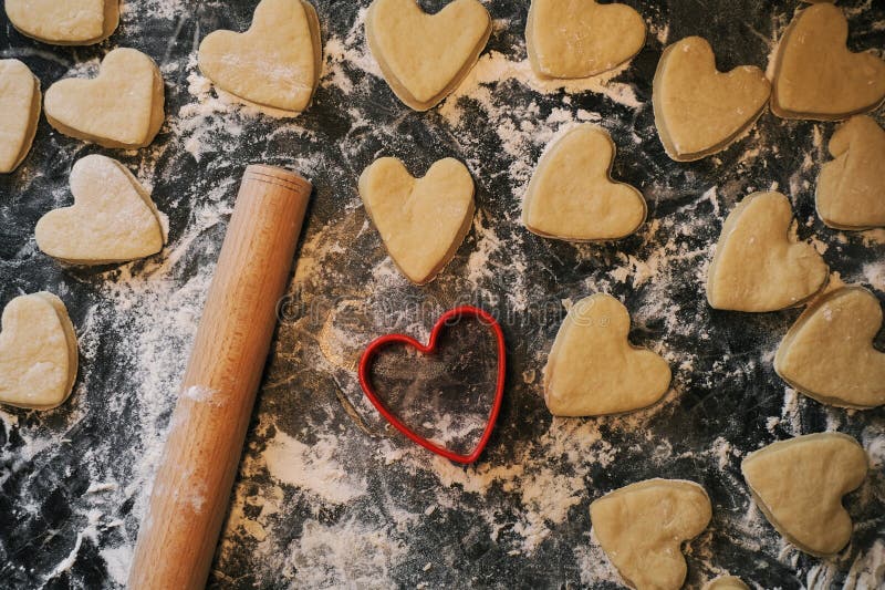 Shortbread Cookie Cutter and Rolling Pin on a Floured Table Stock Image ...