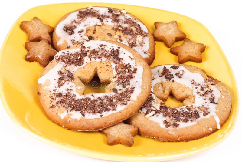 Shortbread Cookie on the Plate Stock Image - Image of bakery, glaze ...