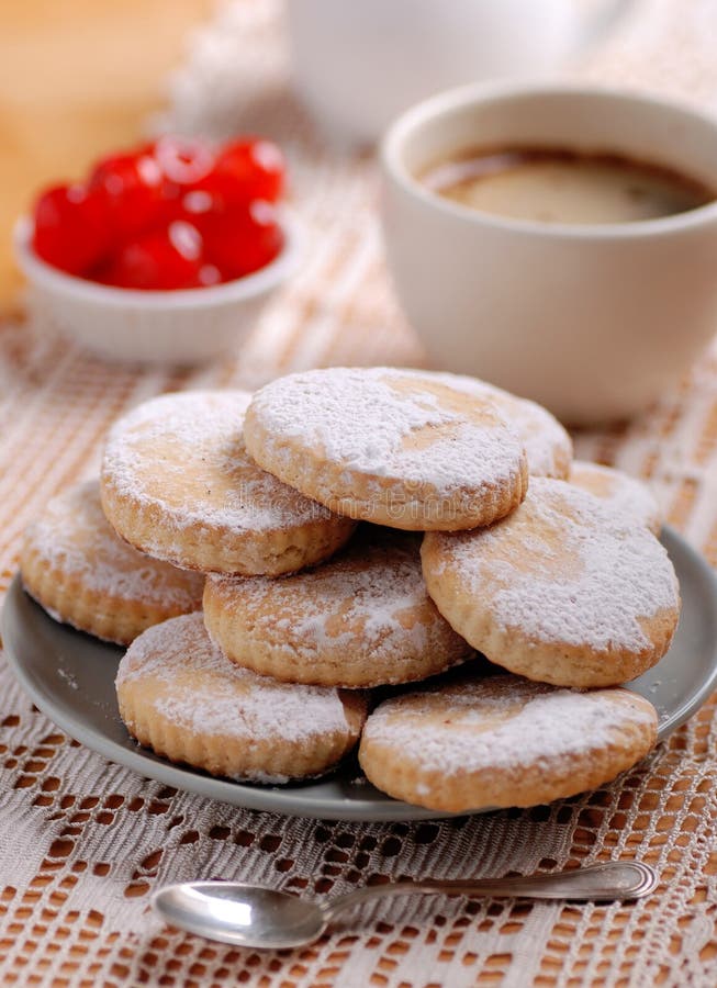 Shortbread Cookies with Icing Sugar Stock Image - Image of bakery ...