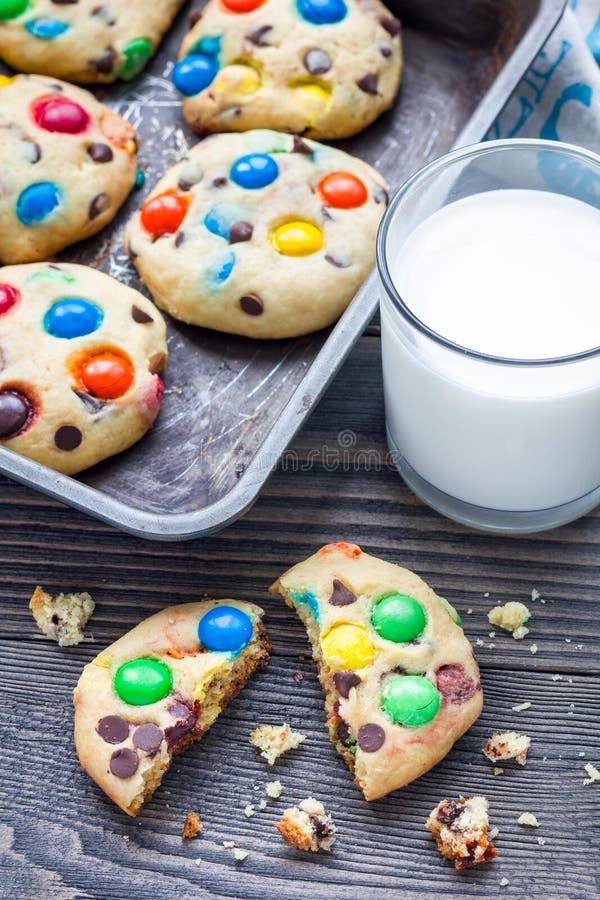 Shortbread Cookies with Multi-colored Candy and Chocolate Chips on ...