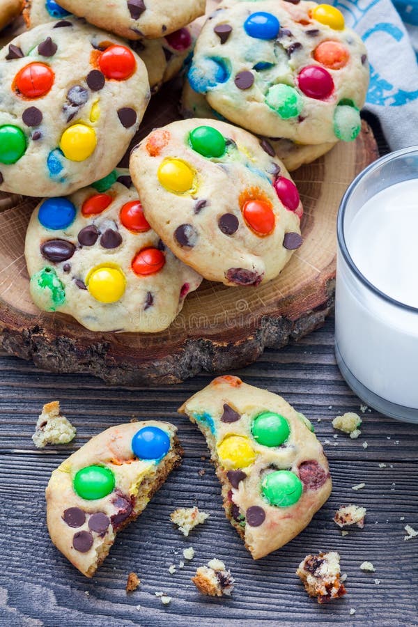 Shortbread Cookies with Multi Colored Candy and Chocolate Chips, Served ...