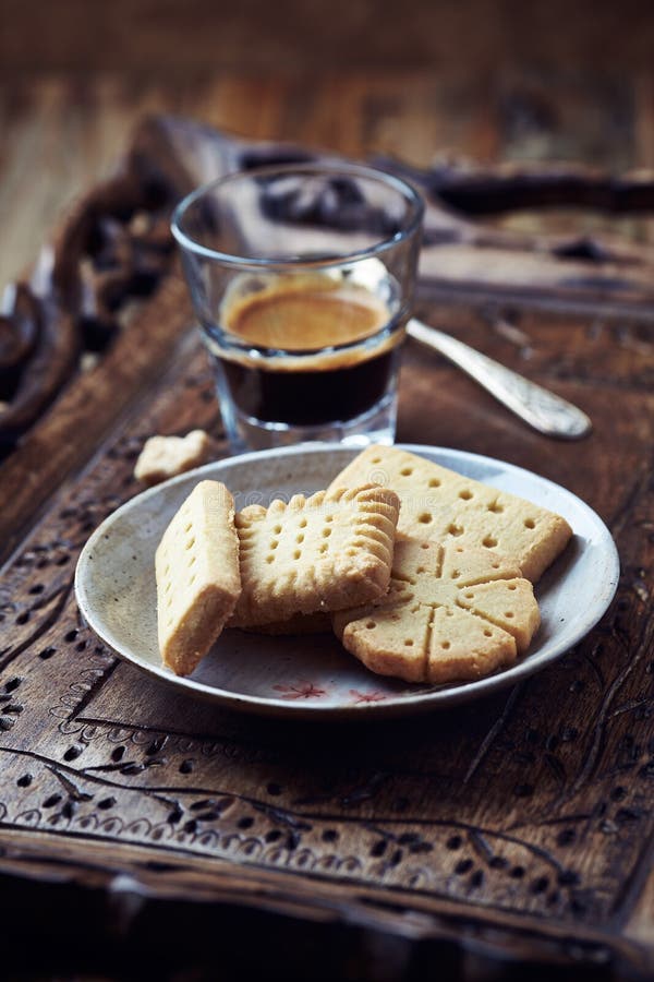 Shortbread and a Glass of Coffee Stock Photo - Image of black, glass ...