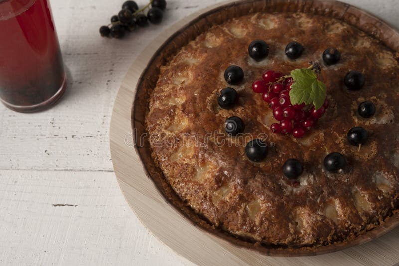 Shortbread Pie with Black and Red Currants. Top View, No One. Stock ...