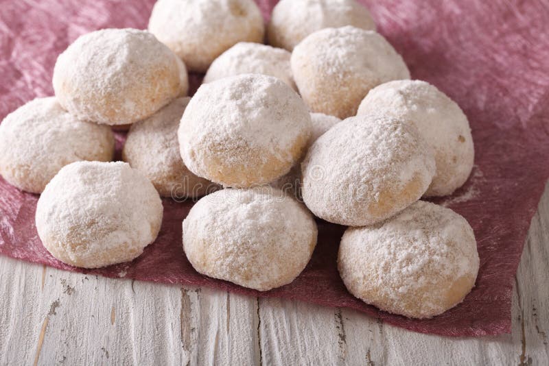 Shortbread Polvoron Closeup on a Wooden Table. Horizontal Stock Image ...