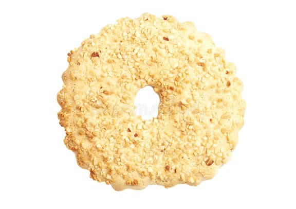 Shortbread Ring Cookies with Nuts Top View Isolated on White Background ...