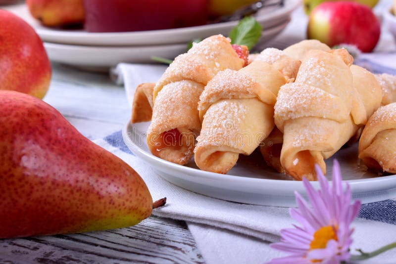 Shortbread Rolled Cookies with Apple and Pear Jam Stock Image - Image ...