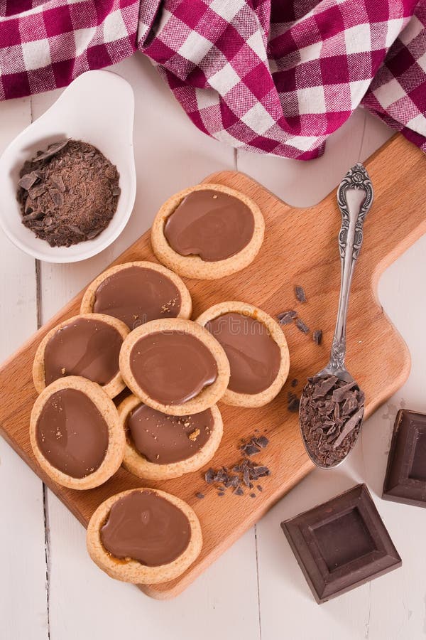 Shortcrust Pastry Biscuits with Chocolate. Stock Photo - Image of ...