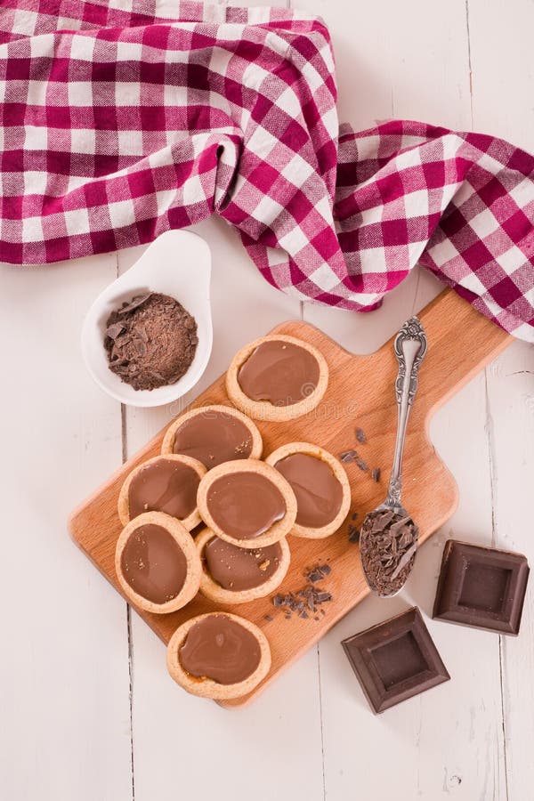 Shortcrust Pastry Biscuits with Chocolate. Stock Photo - Image of cocoa ...