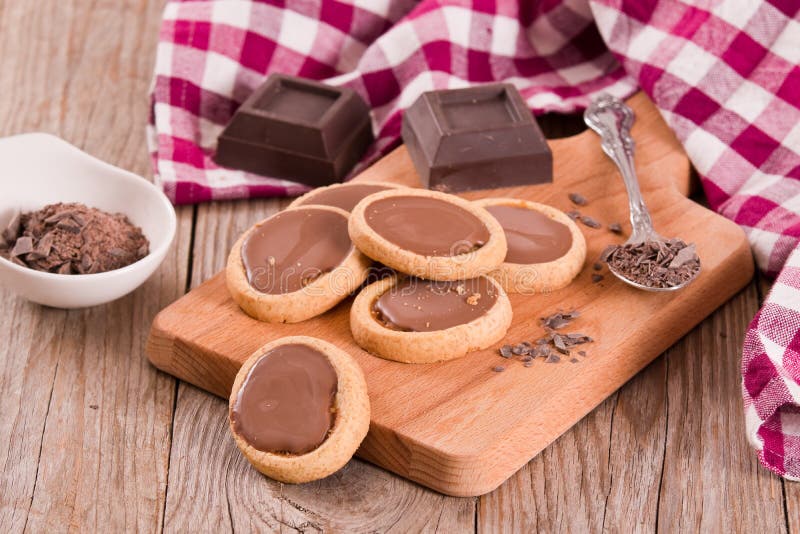 Shortcrust Pastry Biscuits with Chocolate. Stock Image - Image of ...