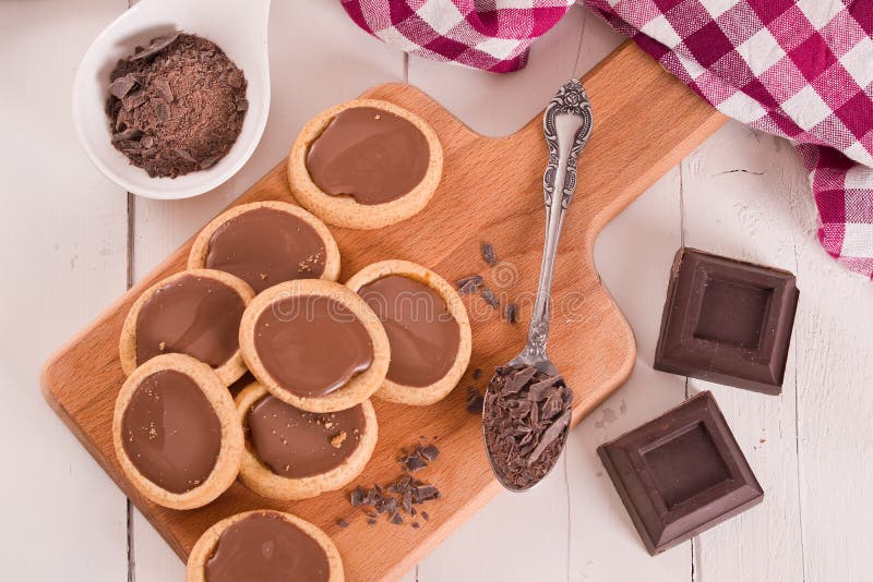 Shortcrust Pastry Biscuits with Chocolate. Stock Photo - Image of ...