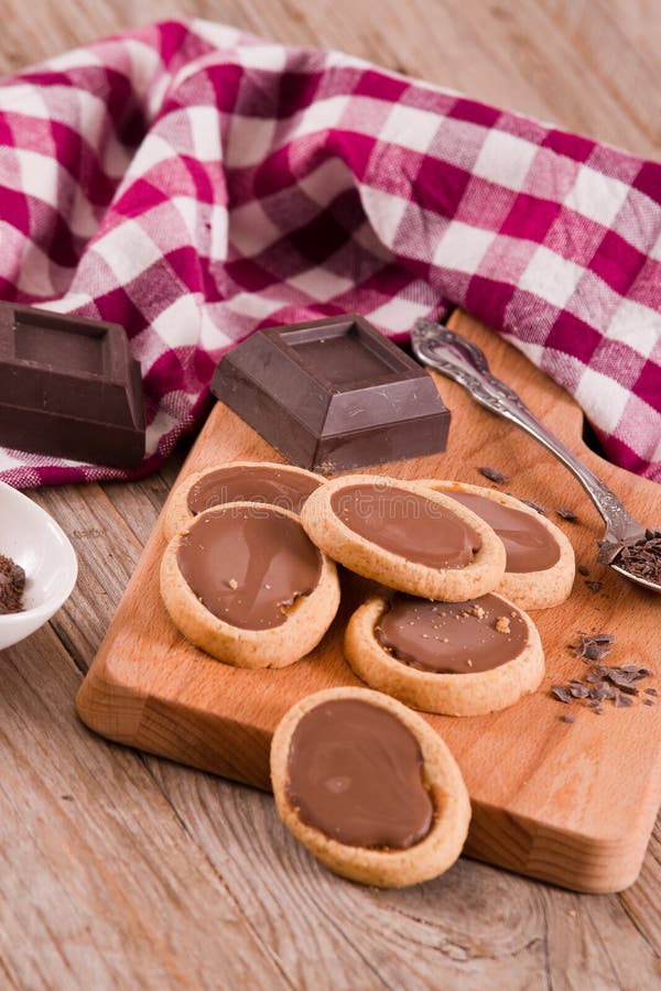 Shortcrust Pastry Biscuits with Chocolate. Stock Image - Image of ...