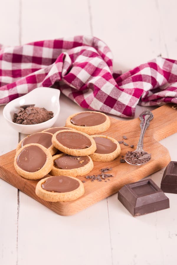 Shortcrust Pastry Biscuits with Chocolate. Stock Image - Image of ...