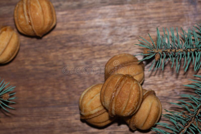 Shortcrust Pastry Nuts Stuffed with Condensed Milk Stock Photo - Image ...