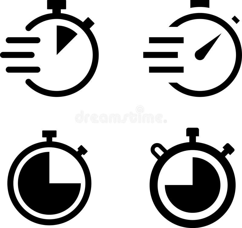 Shortest Time Stopwatch Vector Icon Black and White. Stock Vector ...