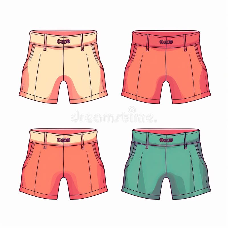 Minimalist Graphic Shorts in Colorful Vector Design Stock Illustration ...