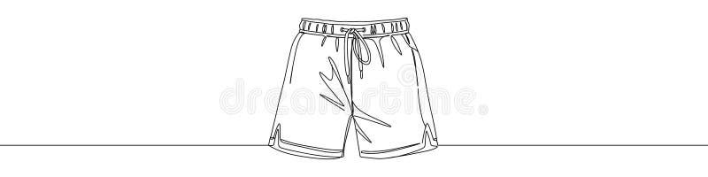 Shorts Icon Drawn with One Line. Black Outline of Shorts Made with a ...