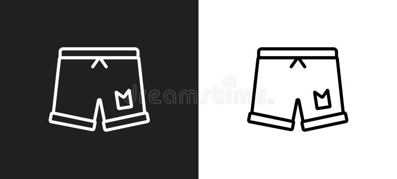 Shorts Outline Icon in White and Black Colors. Shorts Flat Vector Icon ...