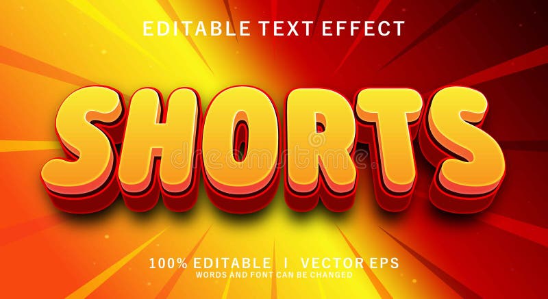 Shorts Vector Text Effect with Modern Style Design Stock Vector ...