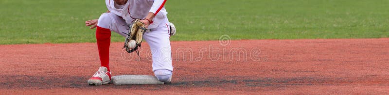 Shortstop Backhand Catching a Ball Over Second Base Stock Photo - Image ...