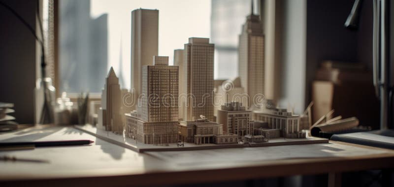 Shot of Architectural Model on Office Table Stock Illustration ...
