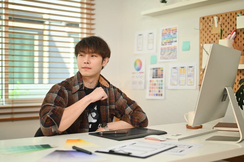 Shot of Asian Man User Experience Designer Planning Application Process ...