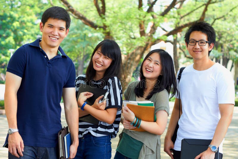 College Life is Awesome. Shot of Asian Students on Campus. Stock Image ...