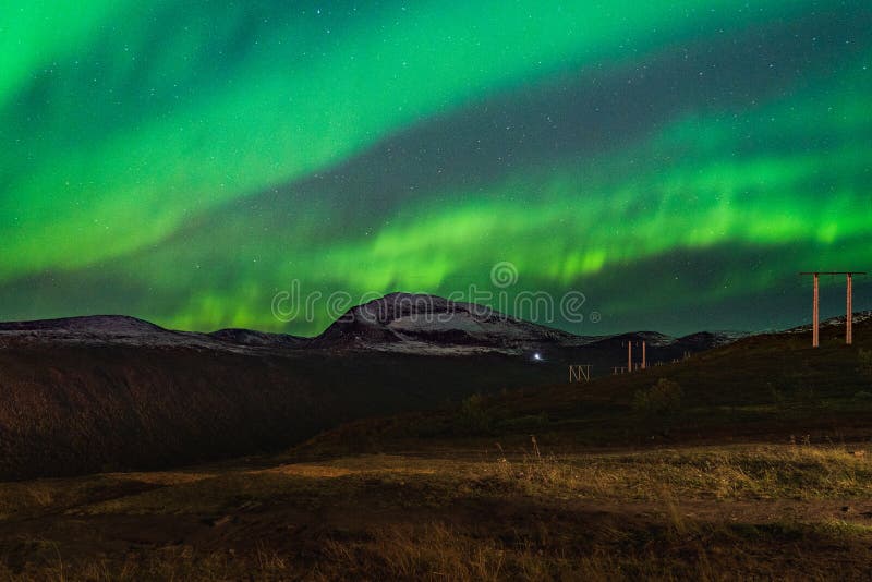 Shot of the Aurora Night View on a Mountain in Norway Stock Image ...