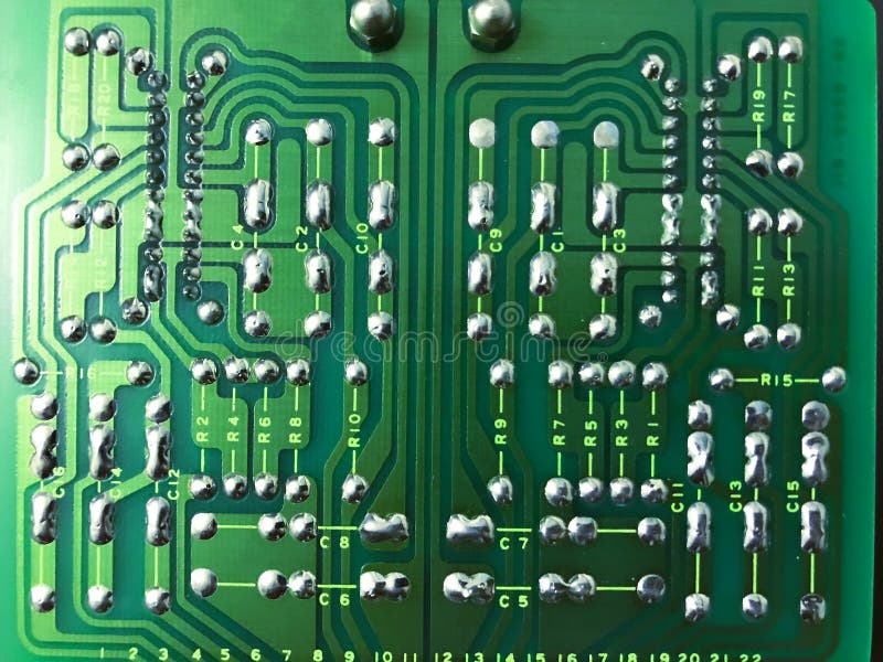 Shot of the Back Side of a Green Computer Circuit Board on Black ...