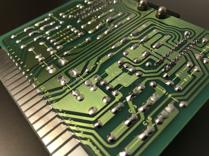 Shot of the Back Side of a Green Computer Circuit Board on Black ...