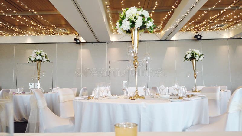 Shot of Beautiful Dinner Table Decoration and Setup Stock Footage ...