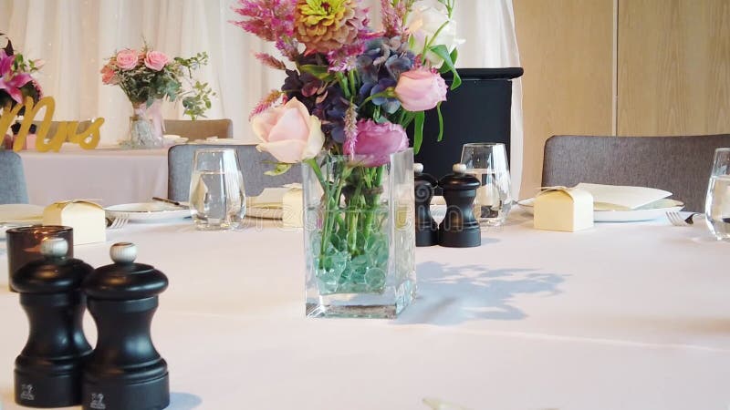 Shot of Beautiful Dinner Table Decoration and Setup Stock Footage ...