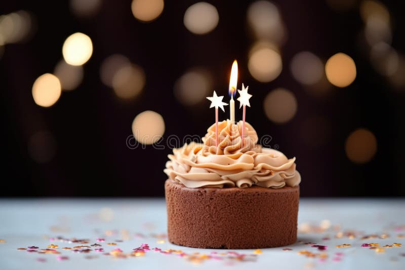 A Shot of an Birthday Cake with a Happy Birthday Topper Stock ...
