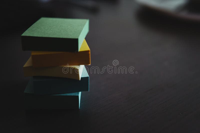 Shot of Blocks of Colored Stickers Stacked Up As a Column Stock Image ...