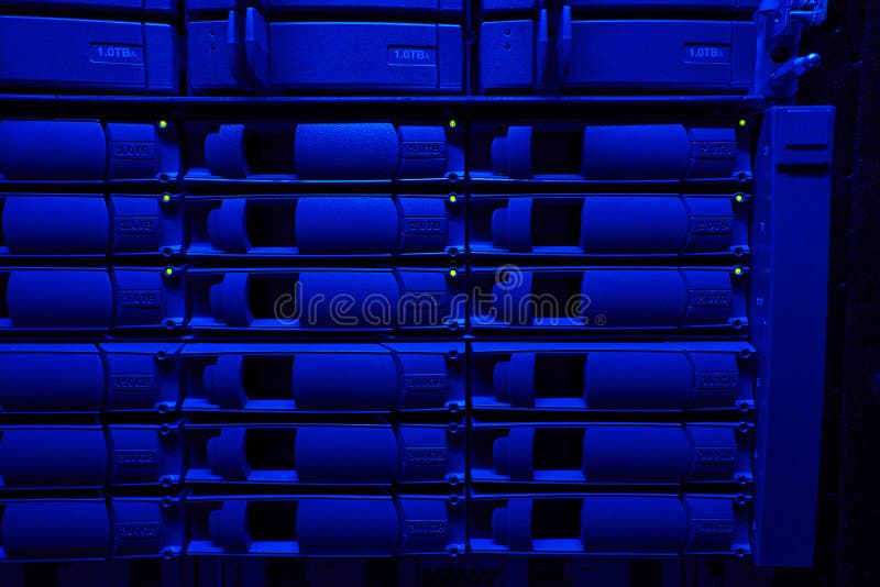 Shot of Business Computer Servers in Data Center Stock Image - Image of ...
