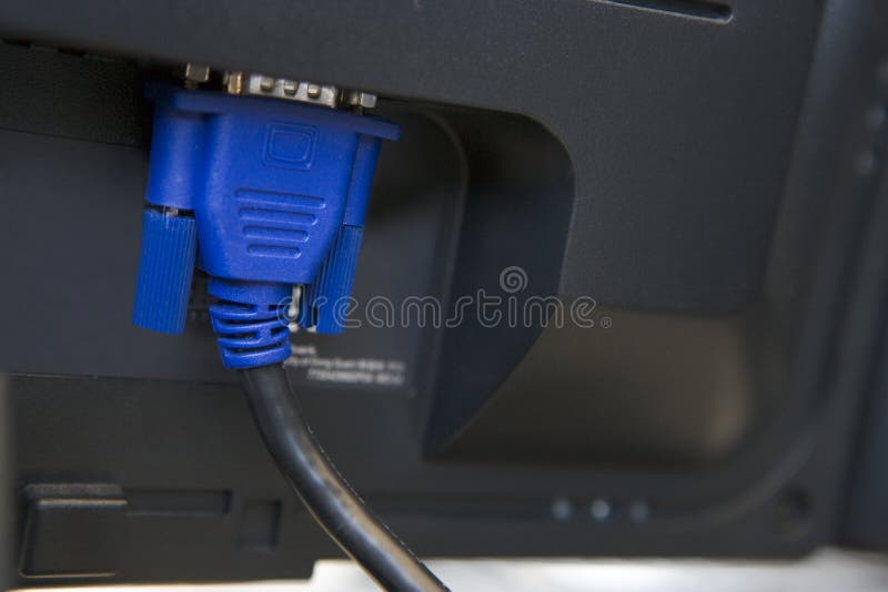 Shot of a Cable Plugged into a Computer Monitor Stock Image - Image of ...