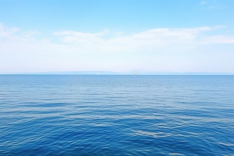 Shot of a Calm Sea with Horizon and Wind Turbines Stock Image - Image ...