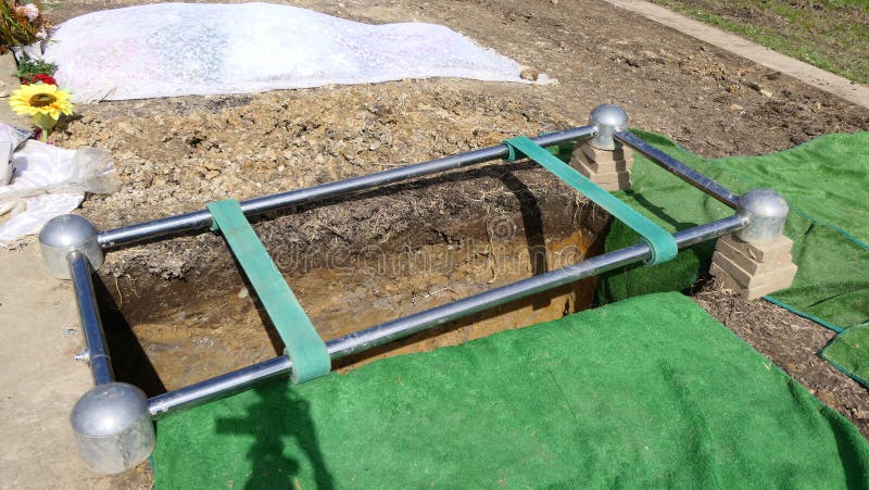 Shot of Cemetery and Tombstone for Funeral Burial from Wars and Attacks ...