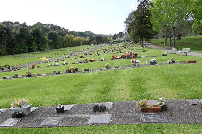 Shot of Cemetery and Tombstone for Funeral Burial from Wars and Attacks ...