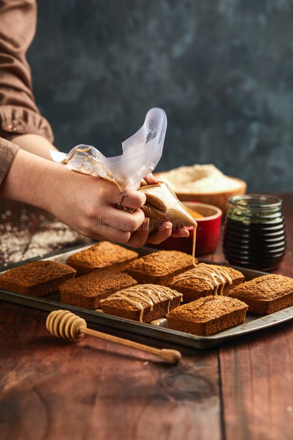 Shot of Chef S Hand Making Honey Cake Stock Photo - Image of yummy ...