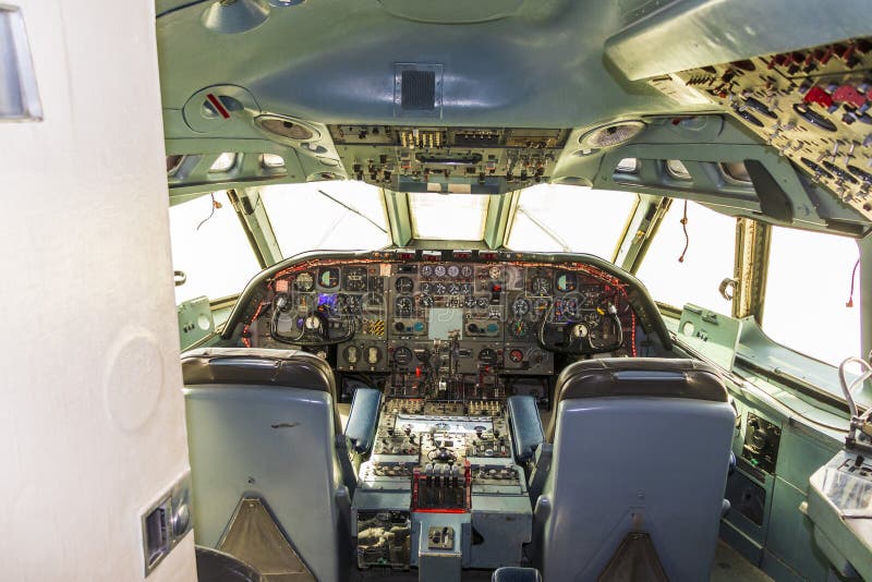 Shot of the Cockpit of an Old Airplane. Aviation Stock Photo - Image of ...