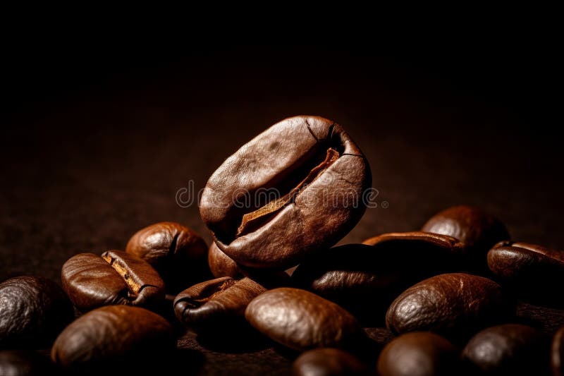 Shot of Coffee Bean Roasted Brown Bean Texture Generative AI Stock ...