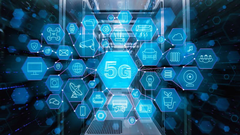 Shot of Corridor in Working Data Center Full of Rack Servers. Concept ...