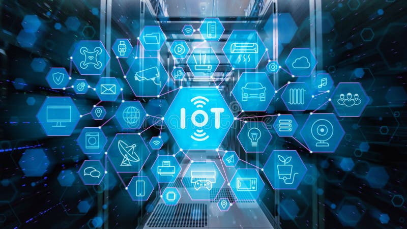 Shot of Corridor in Working Data Center Full of Rack Servers. Concept ...