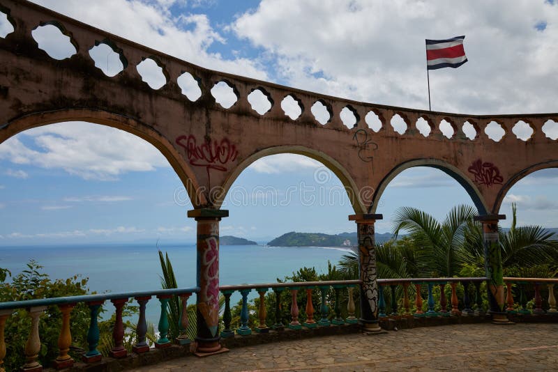 Shot of a Costa Rica Beach View with an Arched Building Stock Photo ...